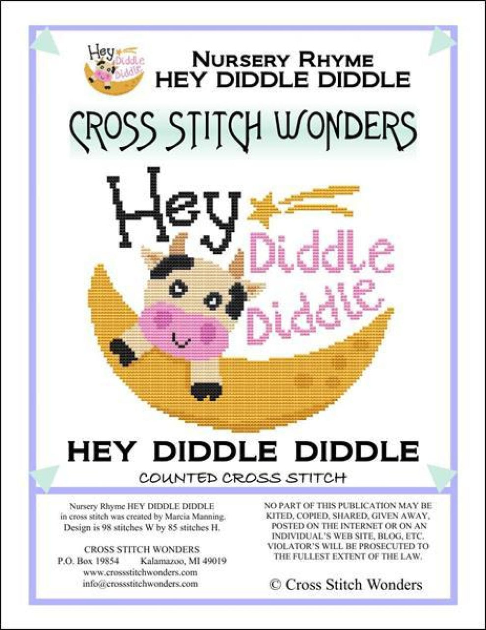 A Nursery Rhyme - HEY DIDDLE DIDDLE pattern – Sandra's Stitch Stash