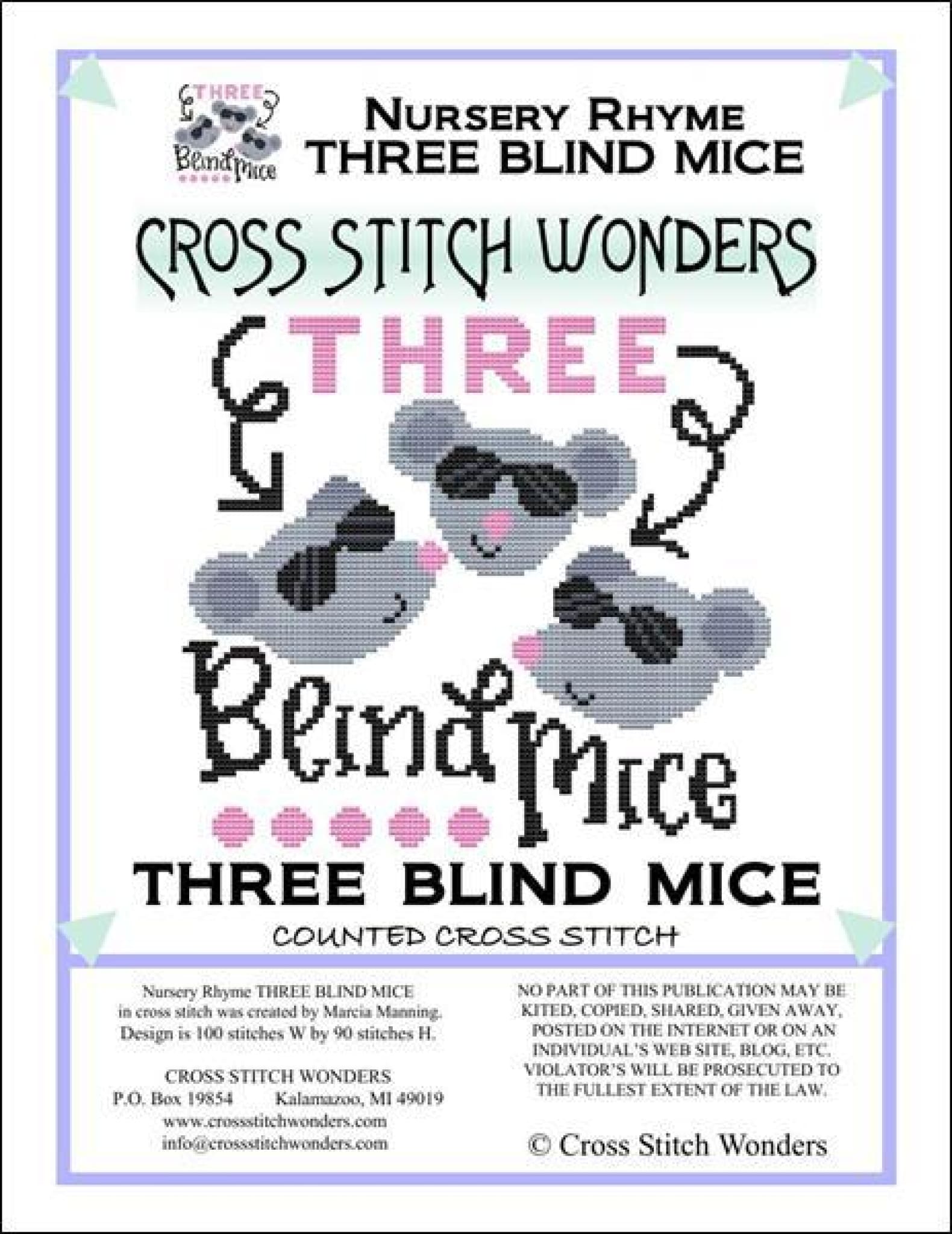 A Nursery Rhyme - THREE BLIND MICE pattern – Sandra's Stitch Stash