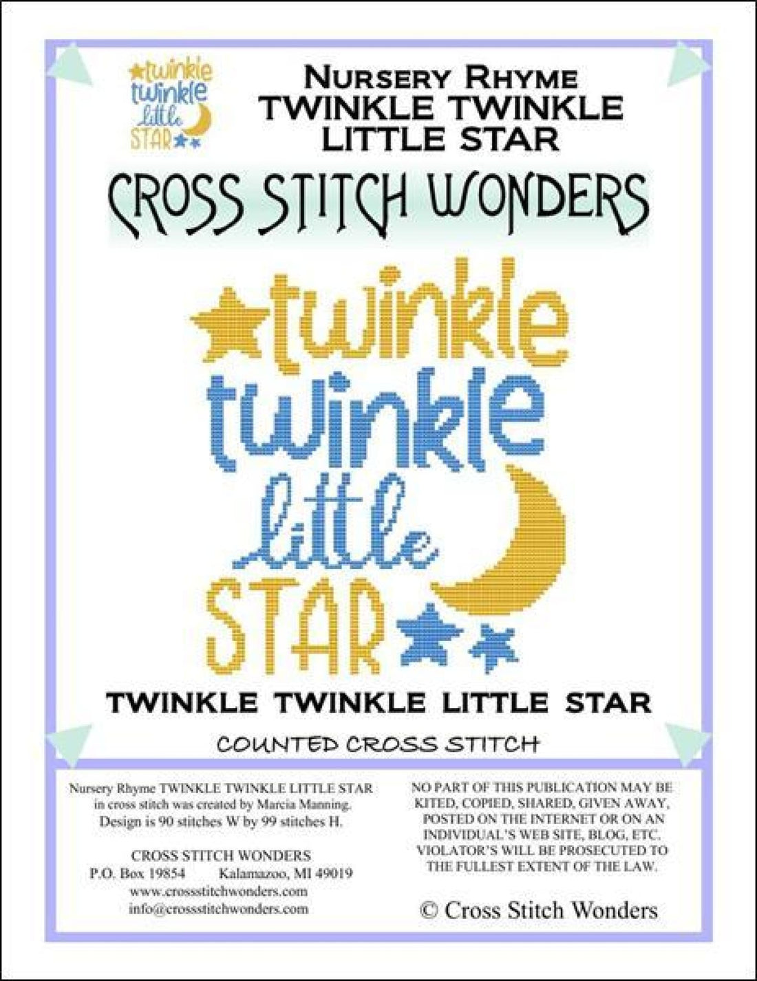 A Nursery Rhyme - TWINKLE TWINKLE LITTLE STAR pattern – Sandra's Stitch ...