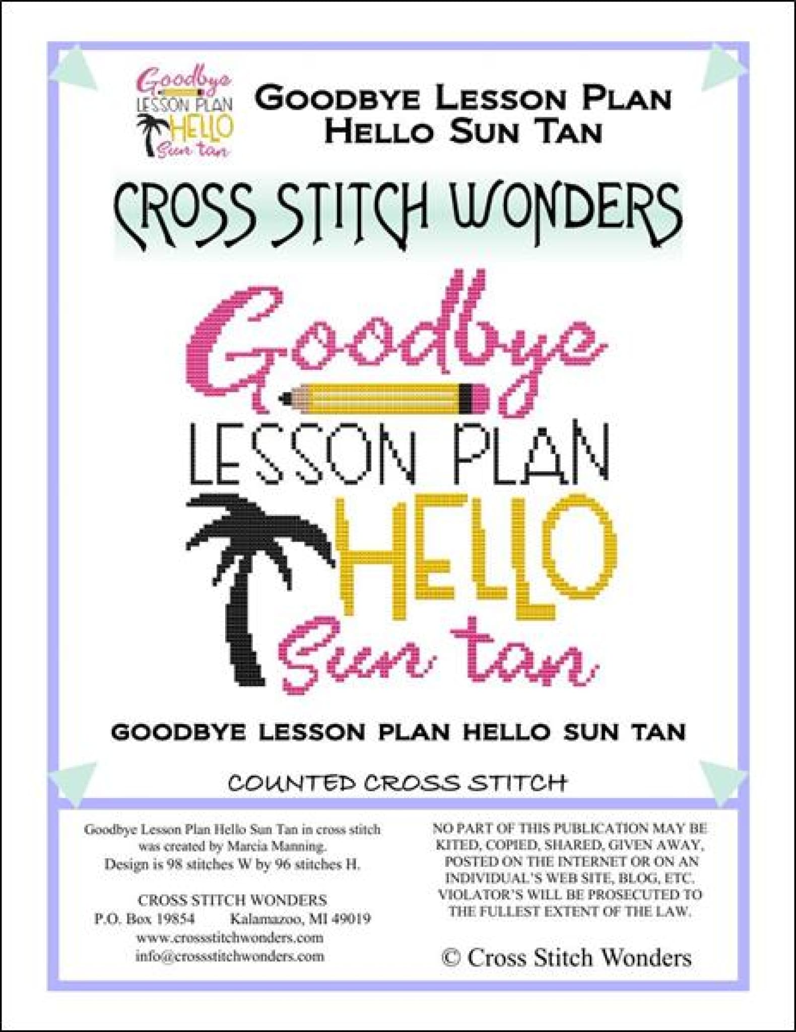 Goodbye Lesson Plan pattern – Sandra's Stitch Stash